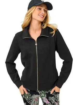 Lilly Pulitzer® Eleni Zip-Up Jacket Noir Butterfly Quilted Knit
