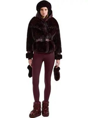 Rudsak Faux Fur Jacket With Removable Belt - Burgundy