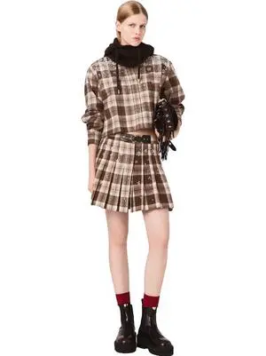 Maje Rhinestone-embellished Checked Flannel Shirt - Brown
