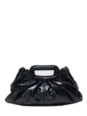 Maje Crackled Leather Mini Clutch - Black