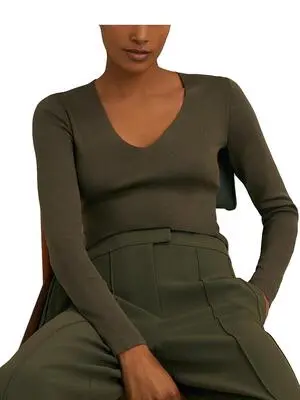 REISS Long Sleeve Silk Blend Top