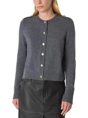 Whistles Military Crew Neck Cardigan - Dark Grey