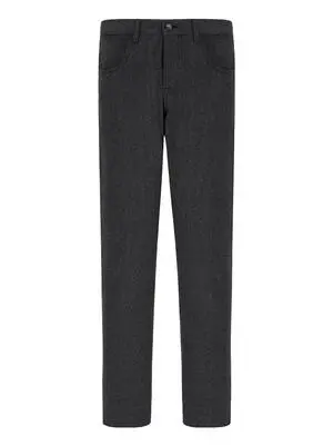 Canali Five Pocket Flannel Impeccabile Wool Pants - Grey