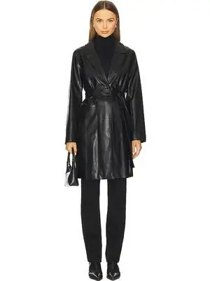 Sanctuary Vegan Leather Coat - Black