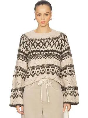 Sanctuary Fairisle Crew Neck Sweater - Light Oat Multi