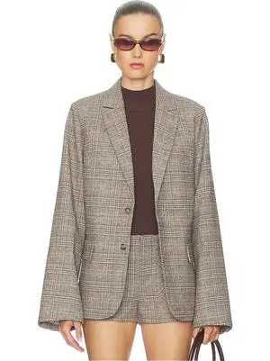 GUIZIO Oversized Tartan Blazer - Green Multi