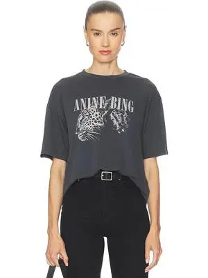 ANINE BING Cohen Leopard Tee - Washed Black