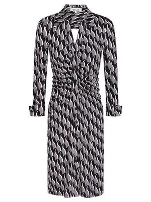 Diane Von Furstenberg Printed Jersey Shirt Dress - Black
