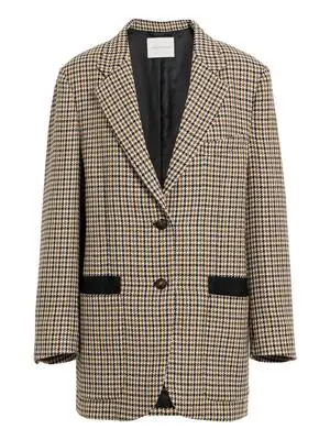 Veronica De Piante Sebastian Houndstooth Blazer - Ecru