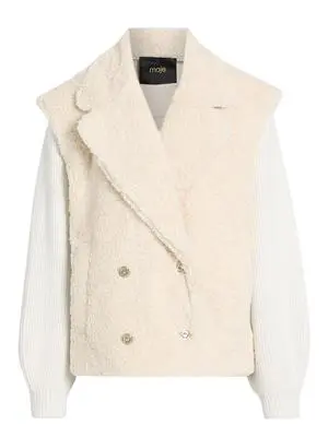 Maje Double-breasted Paneled Jacket - Beige