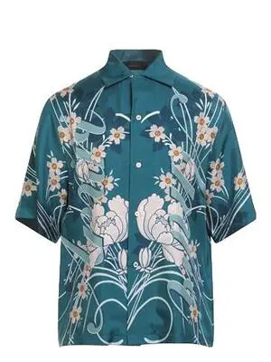 Amiri Man Shirt Black Size Xl Silk Deep Teal