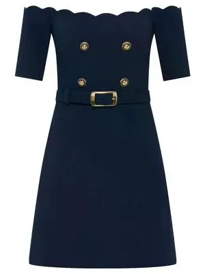 Rebecca Vallance Off-shoulder Belted Dress - Blue