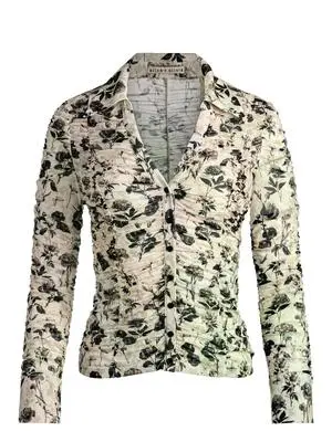 Alice + Olivia Portia Floral Button-down Shirt - Neutrals