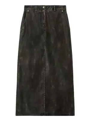 PALM ANGELS Curved-Logo Coated Midi Skirt