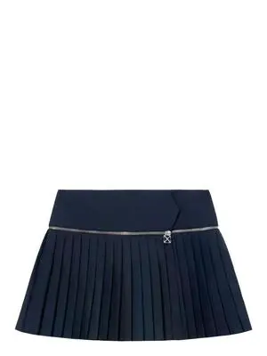 Off-White Pleated Zip Skirt - Blue