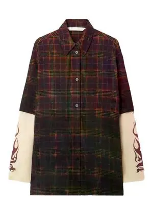 PALM ANGELS Check-Patterned Shirt With Flame Print Sleeves