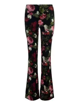 Alice + Olivia Floral Bootcut Trousers - Black