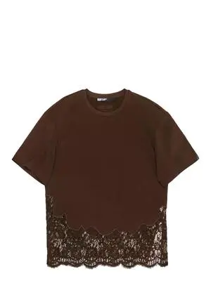 Bimba Y Lola Lace-trimmed T-shirt - Brown