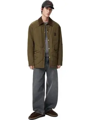 Loewe Padded Overshirt In Technical Shell - Khaki Green
