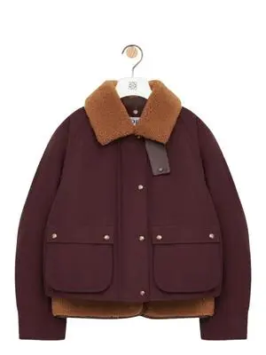 Loewe Shearling Collar Puffer Jacket - Burgundy
