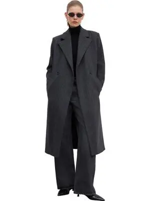 HOUSE OF DAGMAR Pinstripe Wool Coat - Dark Grey