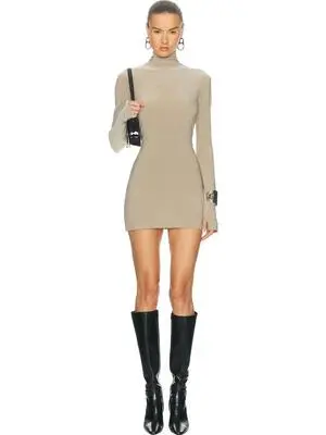Norma Kamali Long Sleeve Slim Fit Turtleneck Pickleball Dress - Elm