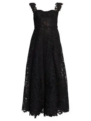 Oscar De La Renta Sleeveless Foxglove Lace Gown - Black