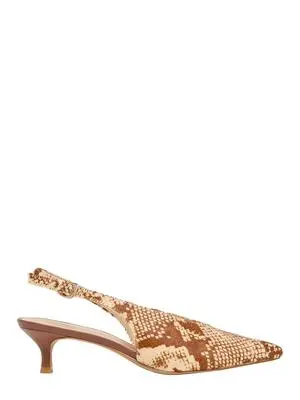 DOLCEVITA Alenna Kitten Heel Slingbacks - Brown Snake Calf Hair