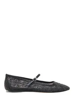 DOLCEVITA Reyes Crystal Embellished Ballet Flats Black Mesh