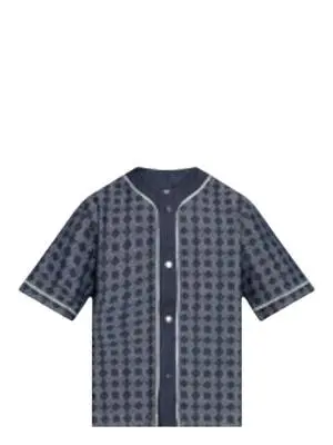 Amiri Ma Quad Denim Baseball Shirt - Raw Indigo