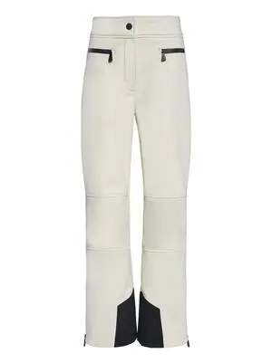 Moncler Tech-Poplin Ski Pants Ivory
