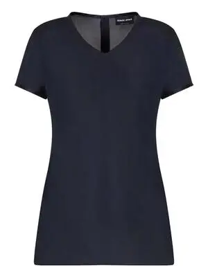 Giorgio Armani V-neck Silk Blouse - Blue