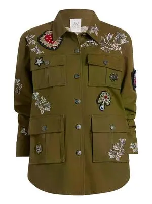 CINQ À SEPT Vera Embroidered-Patch Jacket
