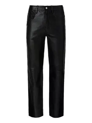 MEDEEA Straight-leg Leather Trousers - Black