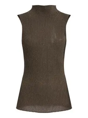 LESET Blake Ribbed-Knit Turtleneck Top