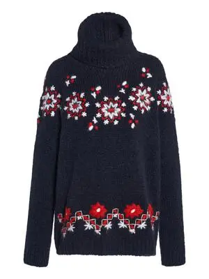 MONCLER Embroidered Alpaca-Wool Turtleneck Sweater