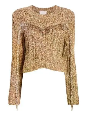 CINQ À SEPT Elisabeth Bugle-Fringed Sweater