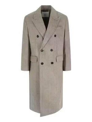 DUNST Herringbone Double-breasted Coat - Neutrals