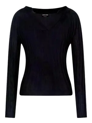 Giorgio Armani Ribbed Cashmere Sweater - Black