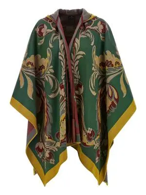 Etro Floral Paisley Hooded Cape - Green