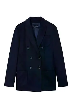 Giorgio Armani Double-breasted Cashmere Blazer - Blue