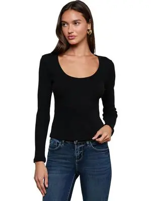 L'Agence Scarlet Scoopneck T-shirt - Black