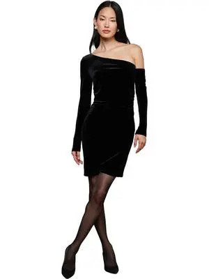 L'Agence Lynne Velvet Mini Dress - Black
