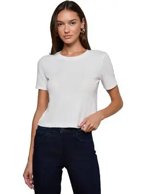 L'Agence Stormy Cropped T-shirt - White