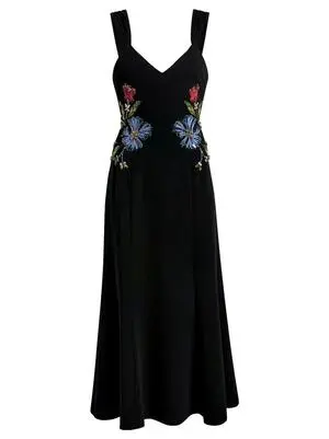 Cinq À Sept Andre Floral-mixed Midi Dress - Black