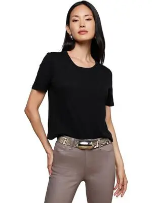 L'Agence Stormy Cropped Cotton T-shirt - Black
