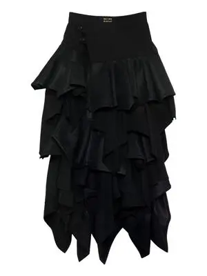 SHIRO SAKAI Ruffled Button-fastening Skirt - Black