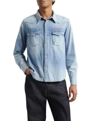 Visvim Social Sculpture Distressed Denim Shirt - Crash