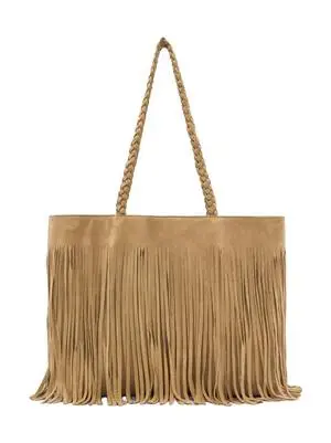 REFORMATION Luna Suede Fringe Tote Bag - Hazel Suede