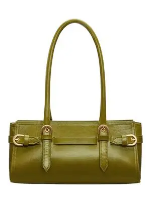REFORMATION Dominique Leather Shoulder Bag Apple Green Leather